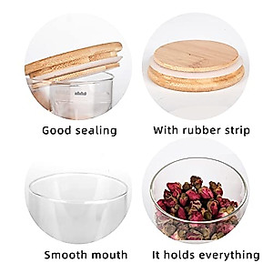 IZEJAZT Glass Jars With Bamboo Lids. 5 Pc Set of Air Tight Sealable Containers. Food Jar Canisters with Airtight Lid for Pantry Storage and Kitchen Organization.