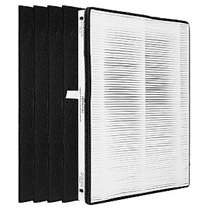Hichoryer MD1-0022 Replacement Filter, Compatible with Vornado Air Purifier Models AC300, AC350, AC500, AC550, PCO200, PCO300 and PCO500, 1 HEPA Filter MD1-002 + 4 Pre-Filter MD1-0023