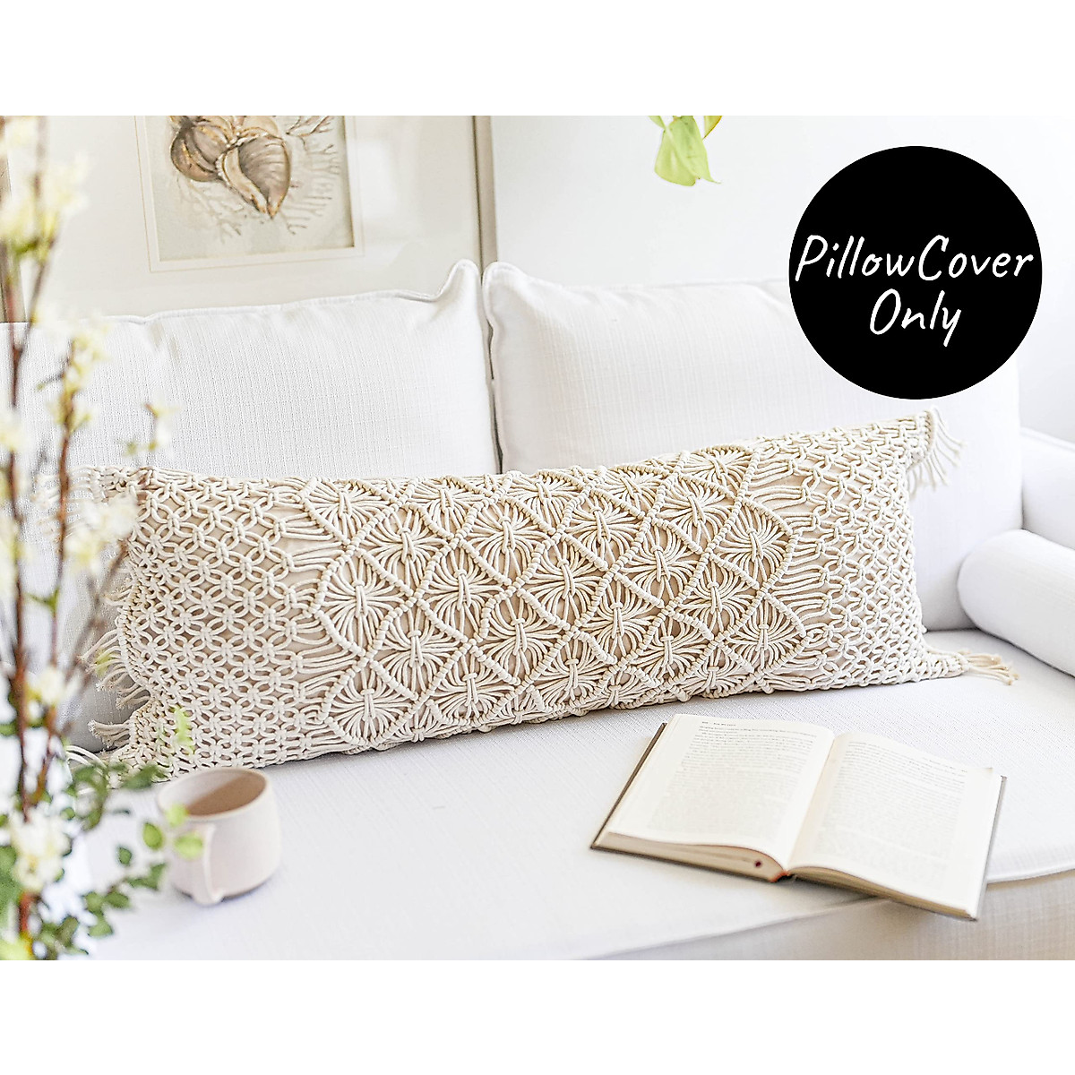 BlissBlush Cream Beige Lumbar Pillow Cover 14x36, Farmhouse Body Lumbar Pillow Cover, Couch Bed Lumbar Throw Pillow Cover, Decorative Pillow for Bed(1 Piece, Cover Only, 14x36 inch)