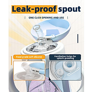 Bunnytoo Baby Sippy Cup with Weighted Straw, Ideal for 1+ Year Old and Transitioning Infants 6-12 Months, Spill-Proof, Easy to Hold Handles, 8oz (240ml) Toddler Training Cup (Blue)