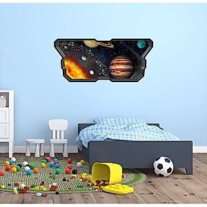 36" Space Ship Window Instant View Solar System #2 Spaceship Wall Graphic Kids Sticker Baby Room Decal Home Mural Art Décor Medium