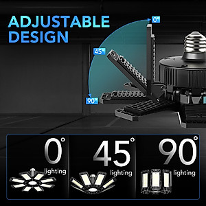 ISKYDRAW LED Garage Light 4 Pack - 240W 24000LM LED Garage Ceiling Lights with 8+1 Adjustable Panel 6500k LED Shop Light, Screw in E26/E27 Sockets for Garage, Warehouse, Shop, Basement, Storage Room