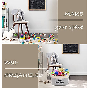 Morezi Soft Rope Dog Toy Basket with Handle, Large Dog bin, pet Bed, pet Toy Box- Perfect for organizing pet Toys, Blankets, leashes - GreyWhite