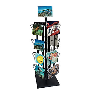 FixtureDisplays® Adjustable Greeting Card Rack 4x6"-7x5" Horizontal Vertical Post Card Display .Pocket Size: 4.5-9.9" Wide X 5.8" Tall, 16 Pockets 11602-BLK-NEW