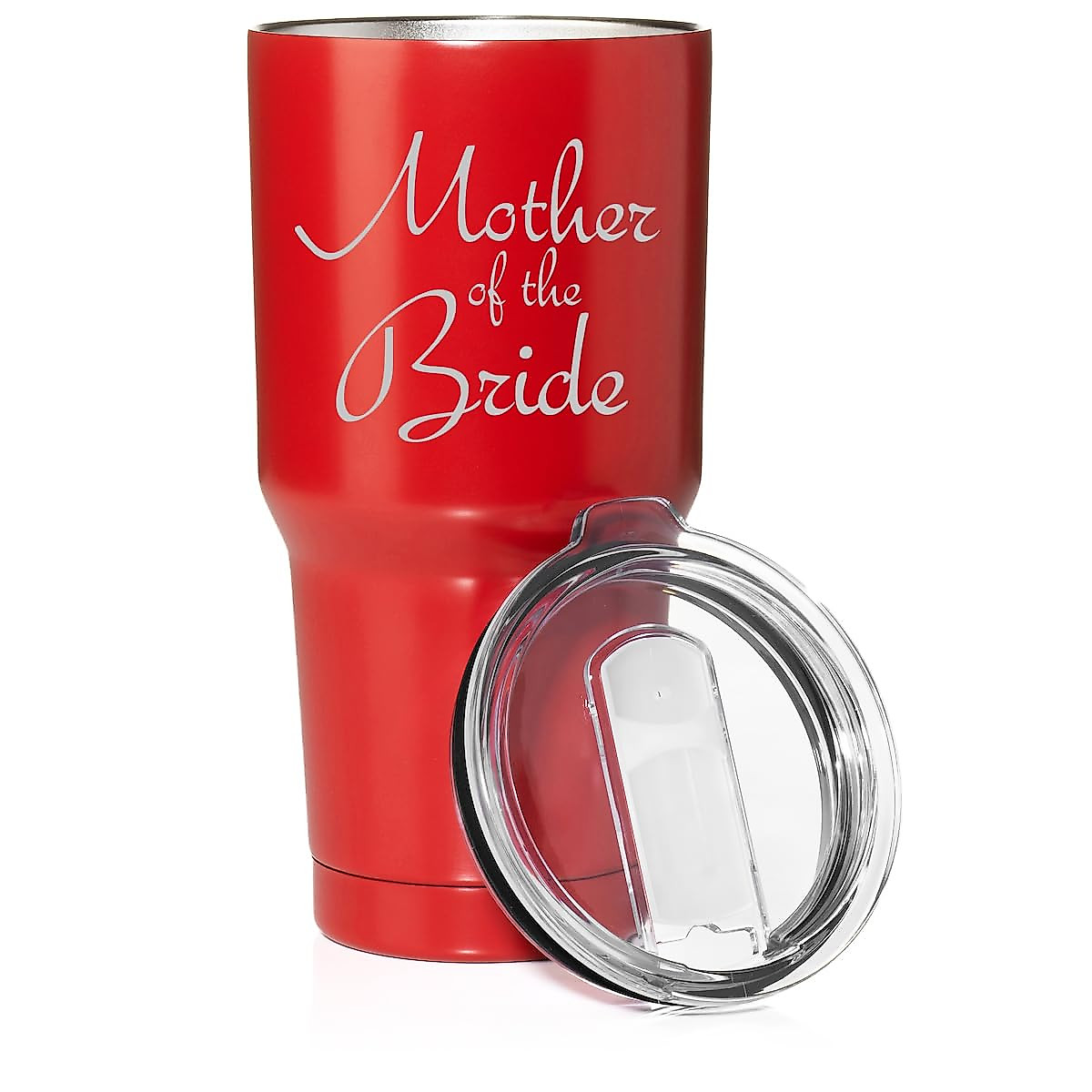 Smooth Body Tumbler Stainless Steel Vacuum Insulated Travel Mug Cup Gift Mother Of The Bride (Red, 30 oz)