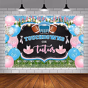 AIBIIN 7x5ft Touchdowns or Tutus Gender Reveal Backdrop American Football Pregnant Announcement Gender Neutral Photography Background Newborn Baby Shower Party Decorations Banner Supplies Photo Props
