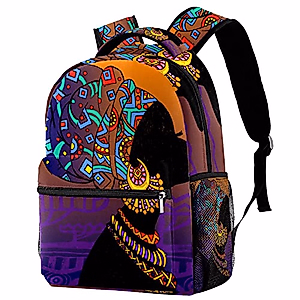 School Backpack Travel Backpack,Boy Girl Backpack,African woman ethnic style,Outdoor Sports Rucksack Casual Daypack