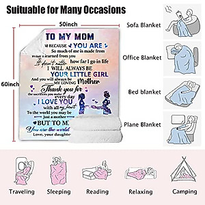 ARTHMOM Personalized Blanket Gifts for Mom Dad, Cozy Fleece Sofa Throw Blankets for Christmas Anniversary Valentines Birthday Day (to Mom from Daughter-Colorful, 60" x 50")