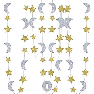 Gold Silver Twinkle Twinkle Little Star Birthday /Baby Shower Decorations Moon and Star Garland Decorations Outer Space Birthday Party Decorations Honey Moon Wedding Engagement