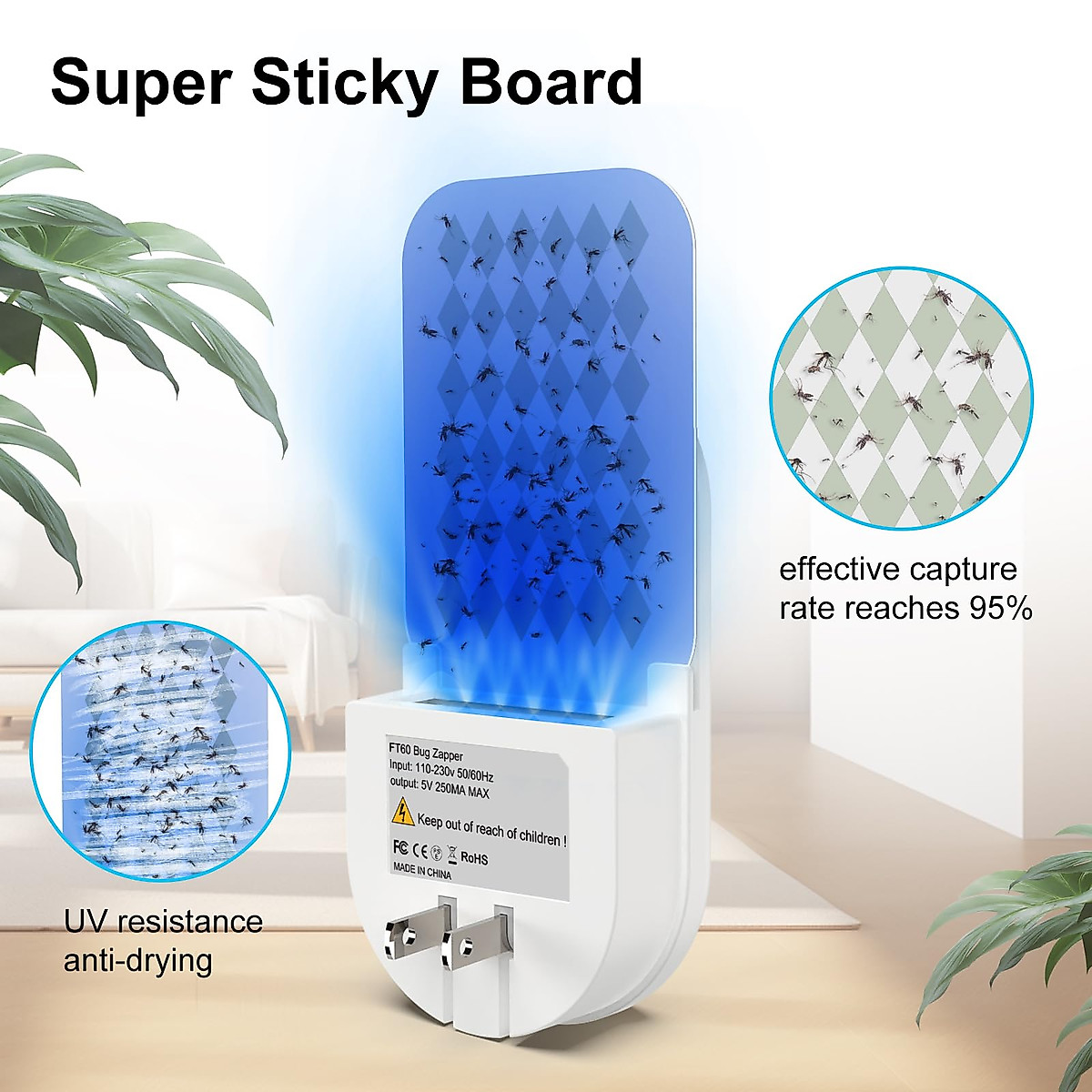 Flying Insect Trap, Remote & Touch Control Fly Trapper, Plug-in Mosquito Killer Indoor Color Changing Night Light, Gnat Moth Catcher 6-Color RGB LED Nightlight for Home, Bedroom White-1 Pack