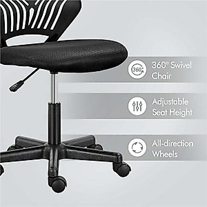 XYZTech Mid Back Executive Home Office Chair Padded Management Chair Office Rolling Swivel Desk Chairs with Wheels Height Adjustable Modern Armless Computer Task Chair with High Density Foam (Black)
