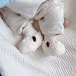 Lykmera Children Toddler Shoes Autumn Winter Boys Girls Non Slip Floor Socks Shoes Warm Comfortable Cartoon Slippers Shoes (White, 0-6 Months)