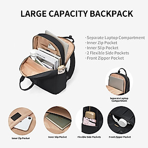 GOLF SUPAGS Laptop Backpack for Women Computer Bag Casual Daypack Fits 15.6 Inch Notebook Work Travel Backpacks (Black)