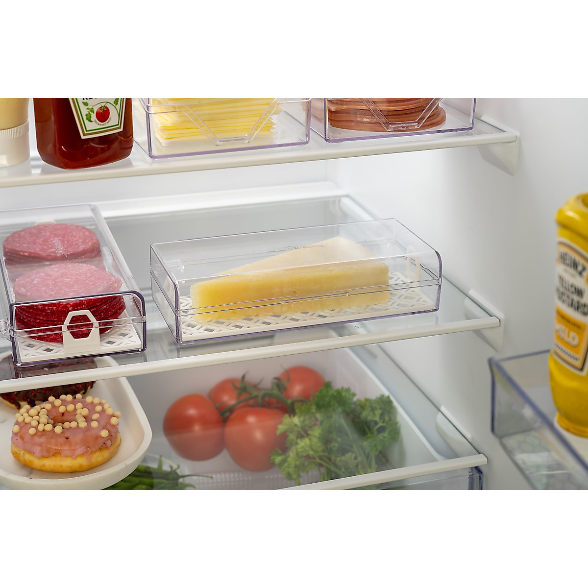 Pikanty American Sliced Cheese Holder | Airtight Storage Container for Fridge | Hinged Lid | Dishwasher Safe | Holds 24 Slices | Made in USA