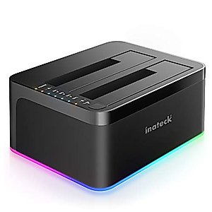 Inateck RGB SATA to USB 3.0 Hard Drive Docking Station with Offline Clone, for 2.5 and 3.5 Inch HDDs and SSDs, UASP Supported, Black SA02003