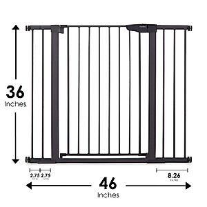 Cumbor 36" Extra Tall Baby Gate for Dogs and Kids with Wide 2-Way Door, 29.7"- 46" Width, and Auto Close Personal Safety for Babies and Pets, Fits Doorways, Stairs, and Entryways, Black