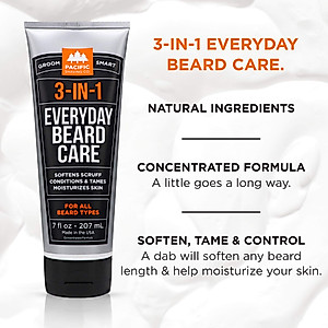 Pacific Shaving Company 3-in-1 Beard Care - Ultra-Concentrated Formula Softens Scruff, Conditions, Tames, and Moisturizes Skin for Any Beard Length - Clean Beard Grooming Products 7 Fl Oz (Pack of 2)