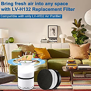 Air Purifier Replacement Filter Fit for Levoit LV-H132, Compare to LV-H132-RF, 3 IN 1 Pre-Filter H13 True HEPA Filter Activated Carbon Filter Pack of 1