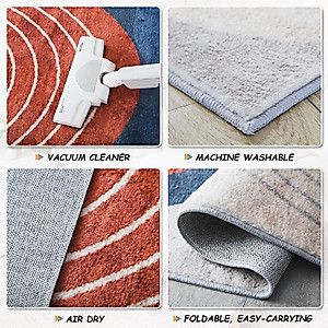 Mamatong Contemporary Modern Abstract Blue Yellow Vibrant Area Rug 5x7 Ultra Soft Wool Aesthetic Rug for Living Room Bedroom Dining Office Art Deco Floor Rug Kitchen Hallway Runner