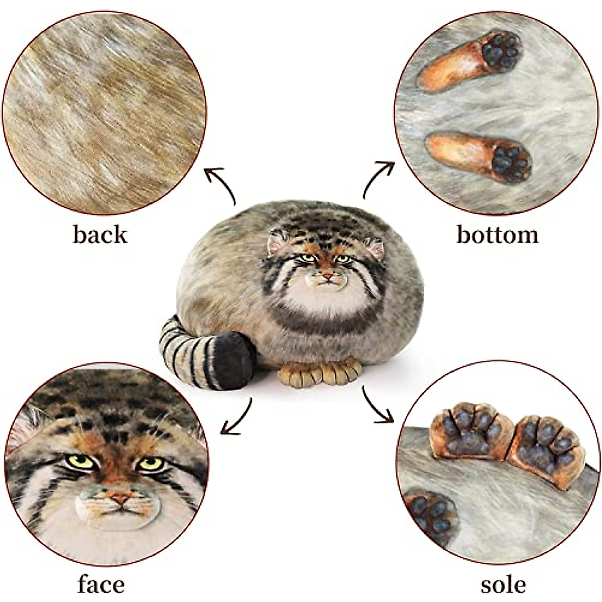 WEERSHUN Cat Plush Body Pillow, Fox Plush Pillow, Raccoon Plush Pillow, Soft and Comfortable Stuffed Animal Plush Pillow for All Ages, Great Gift Option for Boys Girls and Friends (Cat-45/18in)