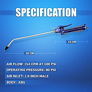 LE LEMATEC Air Nozzle Blow Gun for Air Compressor, 150 PSI Air Blower Gun for Car Detailing, Clean Electronics, Machines, Blow Gun Air Tool Compressor Accessory, Air Wand Pneumatic Tool AS121-2C