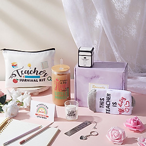 Umigy Set of 8 Teacher Gifts for Women Christmas Teacher Appreciation Gifts Sets, Gifts for Teacher's Day, Funny Teacher Gifts Basket School Graduation Party Accessories