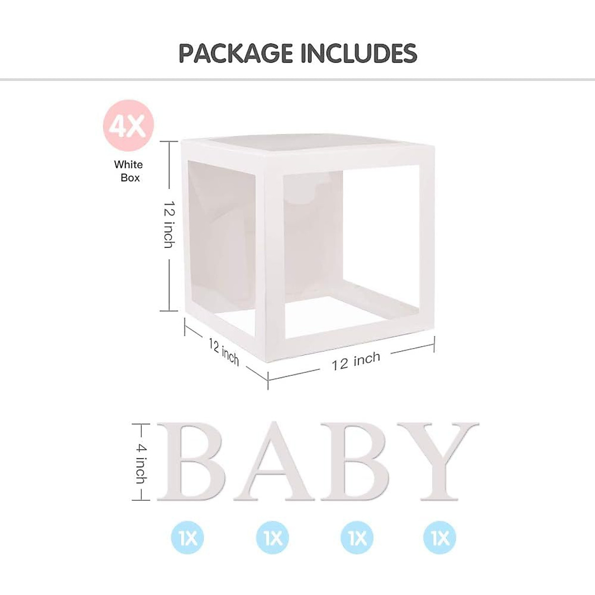 VOVOV Baby Clear Boxes with Letters for Gender Reveal Decorations Transparent Baby Blocks Baby Shower Favor Box Decorations