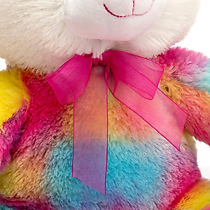 HollyHOME Easter Bunny Stuffed Animal Tie-Dye Rabbit Plush Toys for Kids Multi-Color