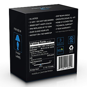 Great Eagle 50/100/150W Equivalent 3-Way A21 LED Light Bulb 3000K Soft White Color (2-Pack)