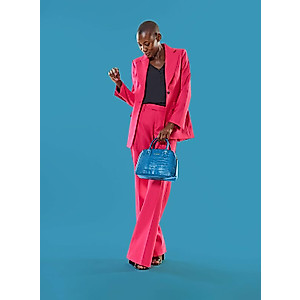 Fit & Fresh Faux CROC Adult Insulated Lunch Bag with Carry Handles, Complete Lunch Kit Includes Travel Flatwear Set, Black Large