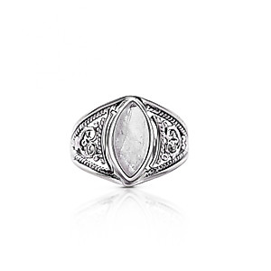 Koral Jewelry Moonstone Vintage Gipsy Ethnic Ring 925 Sterling Silver US Size 6 7 8 (7)