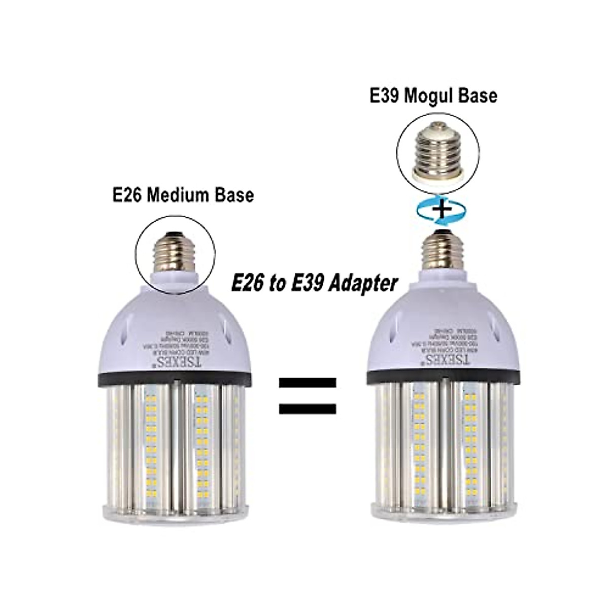 TSEXES 40W LED Bulbs 6000Lumen E26 Medium Base LED Corn Light Bulb 5000K Daylight,Equivalent 175W to 250W Metal Halide Bulb HID HPS Bulb for Indoor Outdoor Garage Workshop Warehouse Backyard