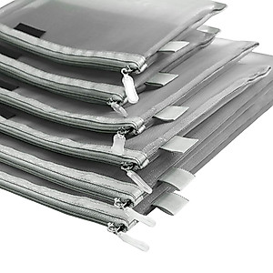 Topfinder Clear Cosmetic Bags Zip Makeup Mesh Bags Pencil Case Pouch Travel Toiletry Kit Set Storage Case ((6A+5A)*3 Grey)