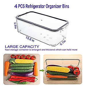 Refrigerator Bins with Lids,LIHABILAL Stackable Clear Refrigerator Organizer Bins,Airtight Large Plastic BPA Free Food Storage Containers with Handles,for Fridge, Freezer, Kitchen