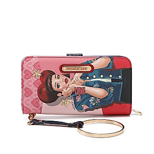 PRT6700 NICOLE LEE FASHION PRINT WRISTLET WALLET w/BRACELET STRAP~DAISY TAKES LOVE