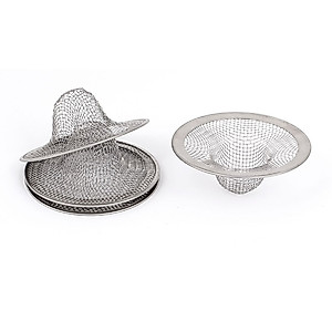 uxcell Mesh Hole Kitchen Bathroom Slop Laundry Basin Basket Sink Drain Strainer Hair Catcher 4Pcs Silver Tone
