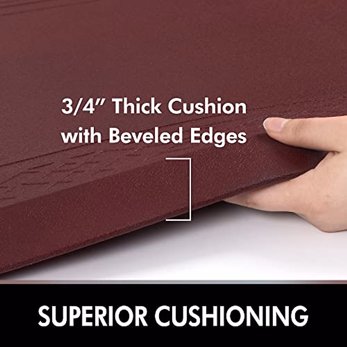 Anti Fatigue Kitchen Mat for Floor by DAILYLIFE, 3/4" Thick Kitchen Cushioned Mat, Standing Comfort Mat for Home, Office, Garage - Non-Slip Bottom, Waterproof & Easy-to-Clean (20" x 42", Burgundy)