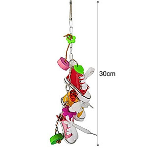 SONGBIRDTH Medium and Small Parrot Toys - Mini Canvas Shoes Flower Parrot Toy Swing Bird Parakeet Hanging Pet Cage Decor Multicolor