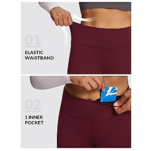baleaf Leggings for Women Fleece Lined Thermal Warm Winter Tights High Waisted Thick Yoga Pants Cold Weather Inner Pocket Ruby Wine S