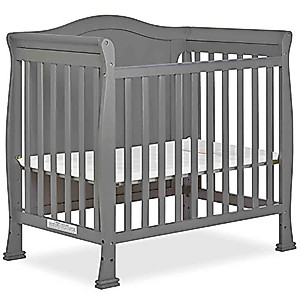 Dream On Me Addison Full Panel 4-in-1 Convertible Mini Crib in Storm Grey, JPMA Certified Baby Crib, Non-Toxic Finish, New Zealand Pinewood, Low to Floor Design