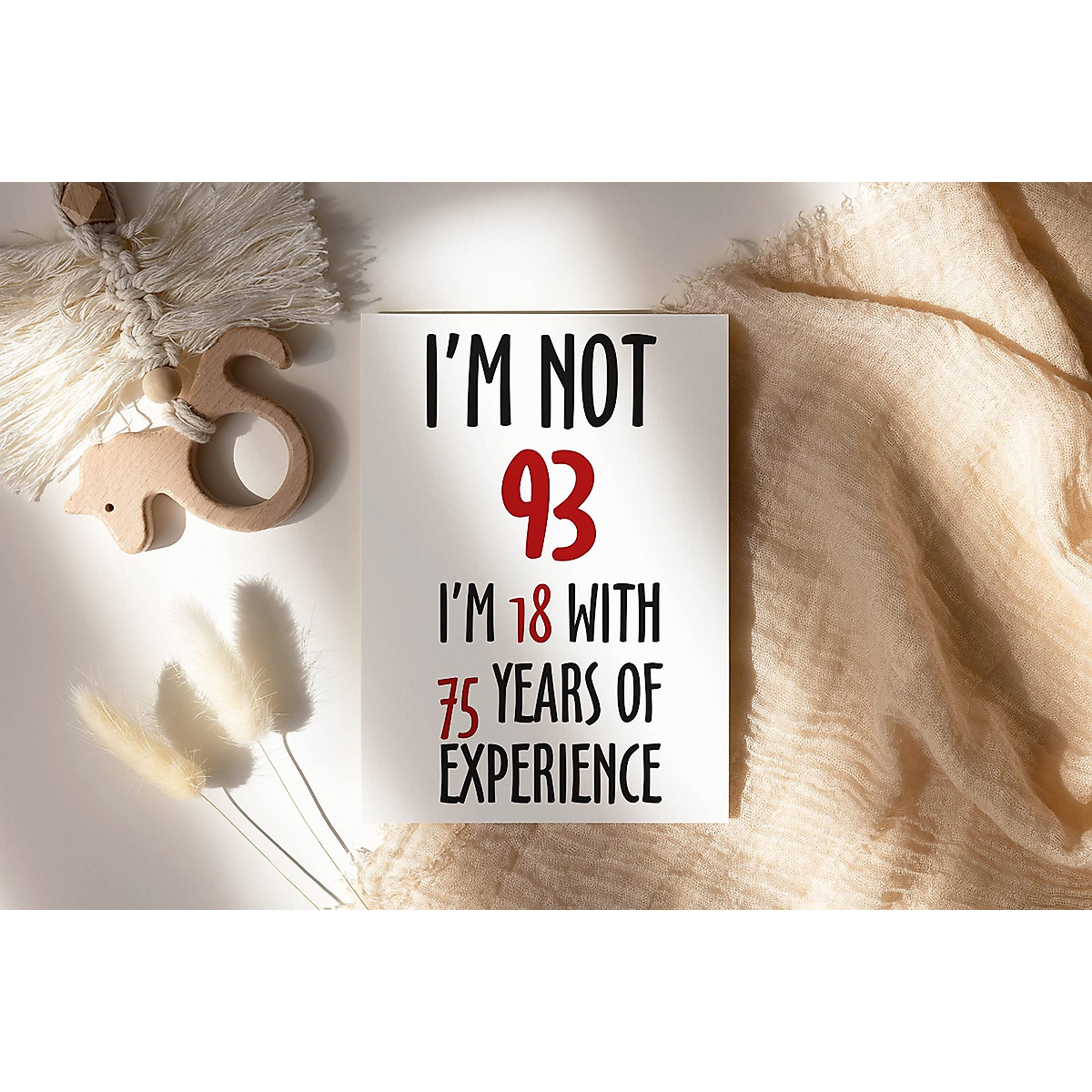 LissiArt97 Not 93 I'm 18 With 75 Years Experience Card - 93Rd Birthday Card For Men Women - Mom Dad Grandma Grandpa - Humour Joker Card - Funny Birthday Card - Greeting Card