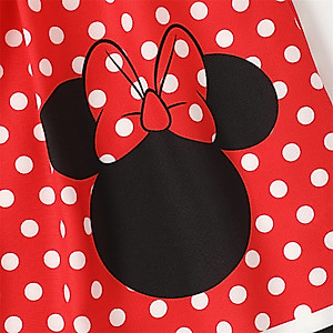 Disney Mickey and Friends Summer Dress for Girls Polka Dots Pattern Bow Slip Toddler Dress, Red, 4-5 Years