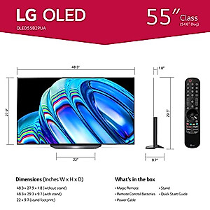LG 55-Inch Class OLED B2 Series Alexa Built-in 4K Smart TV, 120Hz Refresh Rate, AI-Powered 4K, Dolby Vision IQ and Dolby Atmos, WiSA Ready, Cloud Gaming (OLED55B2PUA, 2022) (Renewed)