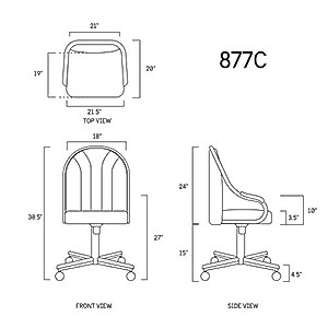 AW Furniture Casual Dining Cushion Swivel and Tilt Rolling Caster Chair