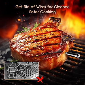 INKBIRD Wireless Meat Thermometer INT-11P-B, Bluetooth Meat Thermometer Wireless for Grilling Smoking, IP67 Waterproof Smart Meat Probe for BBQ Grill Smoker Rotisserie Rechargeable Box Gifts for Men