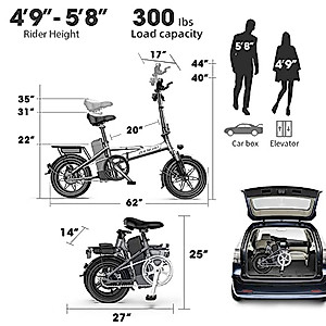 EUYBIKE Ebikes for Adults, 500W Motor 48V 18AH Removable Battery Mini Electric Bike for Adults,21MPH Folding Electric Bike, Urban City Commuter,14” Foldable Adult Electric Bicycles for Women, Men