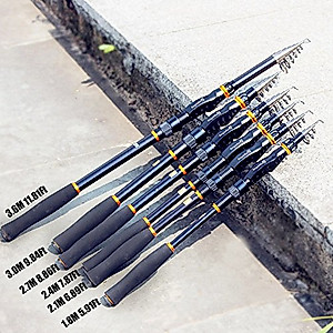 Sougayilang Fishing Rod Graphite Carbon Fiber Portable Spinning Telescopic Fishing Pole for Boat Saltwater and Freshwater