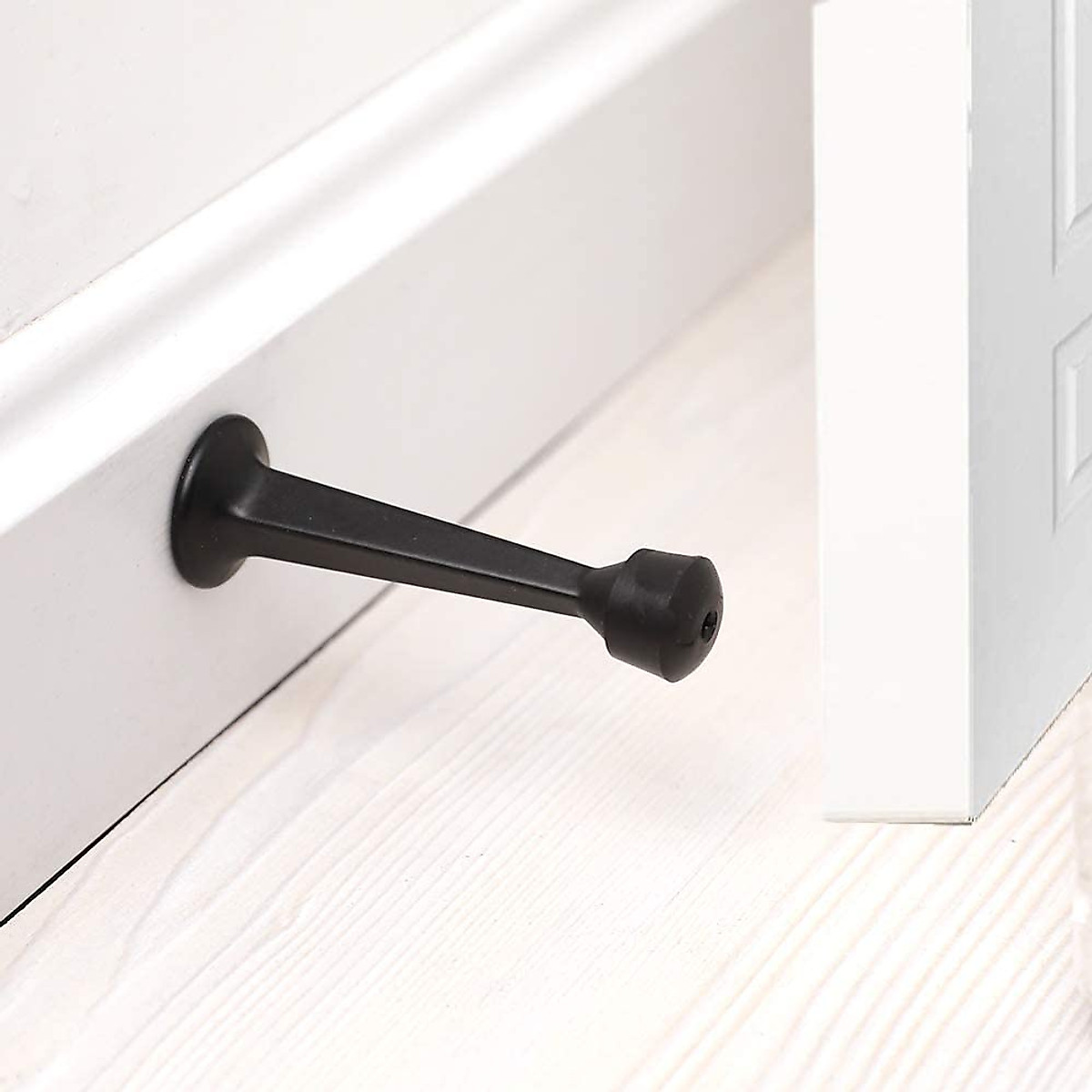 HOME MASTER HARDWARE Heavy Duty 3 in Solid Rigid Door Stop 12 Pack Door Stoppers Door Stops Matte Black w/ Rubber Tip