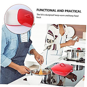 Zerodeko Bakeware Ceramic Rice Bowl Bread Oven Square Containers with Lids Bread Loaf Pans for Baking Kitchen Casserole Pan Square Cupcake Pans Rectangular Dinner Pans Storage Bowl Ceramics