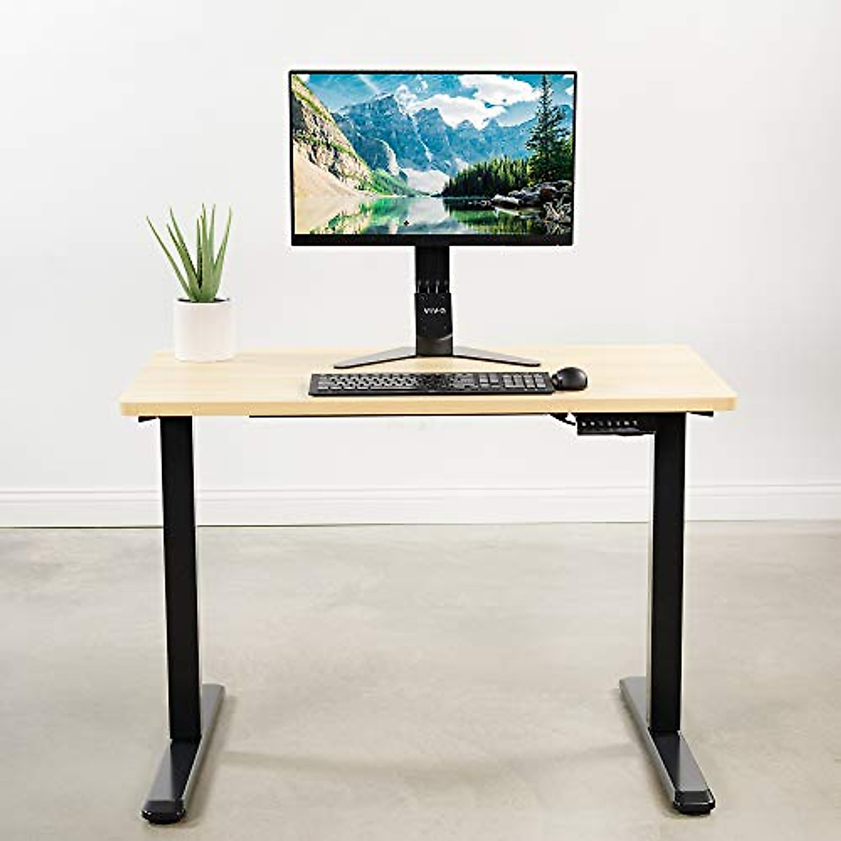 VIVO Light Wood 43 x 24 inch Universal Solid One-Piece Table Top for Standard and Sit to Stand Height Adjustable Home and Office Desk Frames, DESK-TOP43C